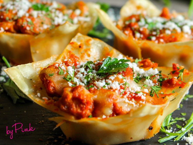 Lasagna Bites Recipe With Wonton Wraps ⋆ by Pink
